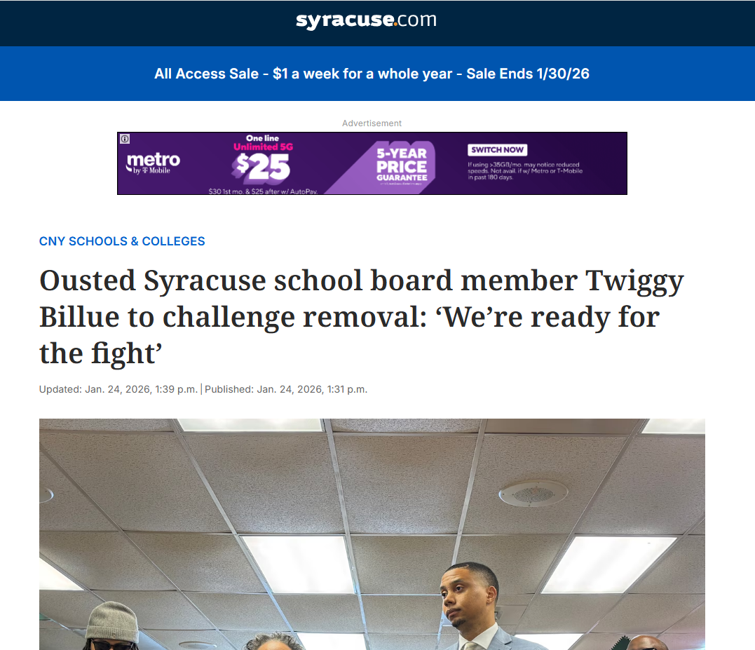 Ousted Syracuse school board member Twiggy Billue to challenge removal ...